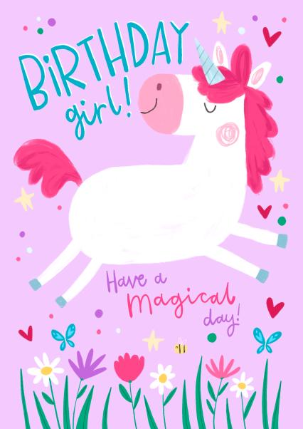 Magical Unicorn Birthday Card For Girls | thortful