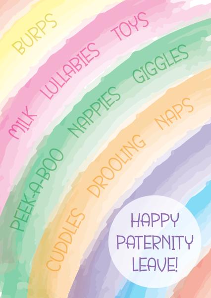 Cute Paternity Leave Card - Rainbow - Nappies | thortful