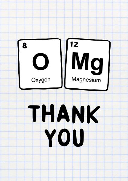 Funny science teacher thank you card with chemical elements | thortful