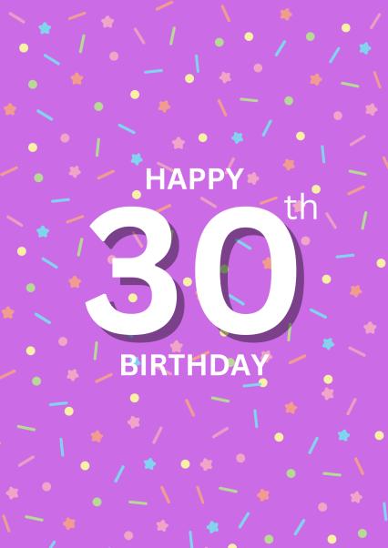 Cute 30th Birthday Card - Simple Playful Confetti | thortful