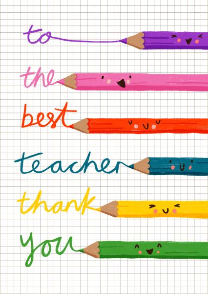 Cute Thank You Card - The Best Teacher | thortful