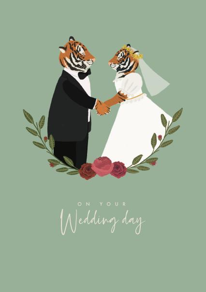 Pretty cute animal tiger wedding card | thortful
