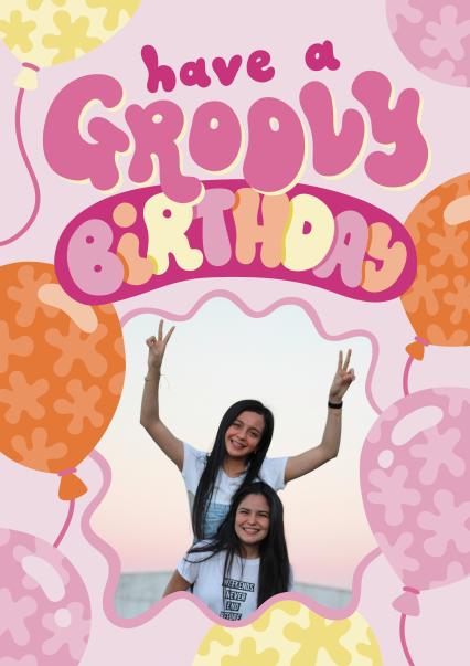 Cute Groovy Personalised Balloon Birthday Card / Photo Card - Have A ...