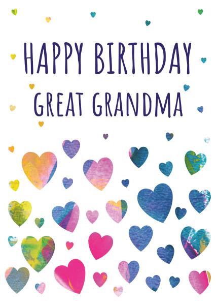 Cute Birthday Card - Great Grandma - Abstract Art Hearts | thortful
