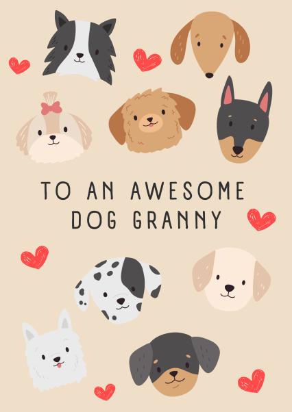 Cute Birthday Card For Granny - Dogs - Awesome Dog Granny | thortful