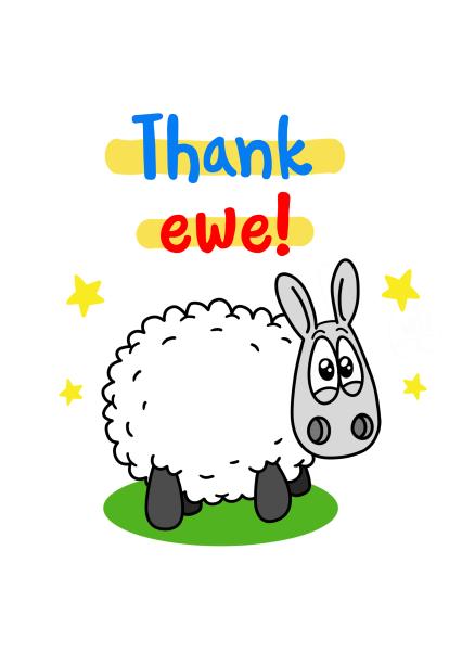 Cute and punny thank you card - thank ewe | thortful