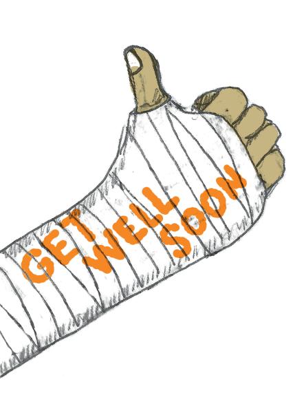 get well soon card for broken arm or wrist illustrated thumbs up in ...