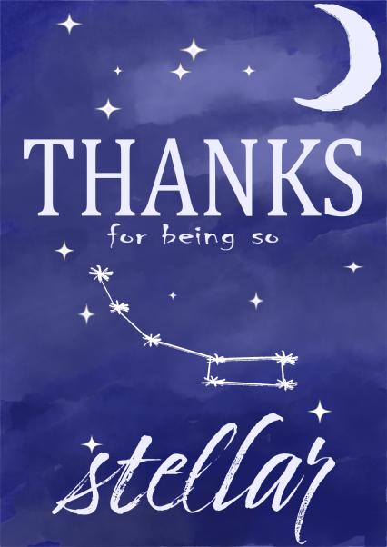 Special thank you card - Stars and moon - Thanks for being so stellar. | thortful