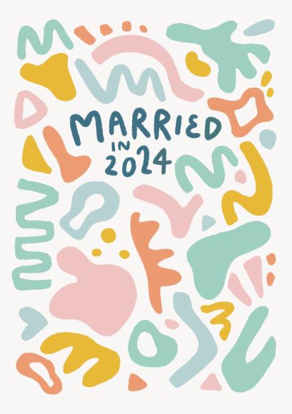 Modern Wedding Day Card For Fun Loving Couple - Funky shapes - Married ...