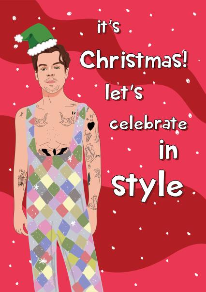 Celebrate Christmas In Style - Harry Styles Christmas Card | thortful