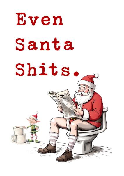 Funny Christmas card - Santa on the toilet | thortful
