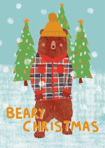 Cute Christmas Card Bear Pun Thortful