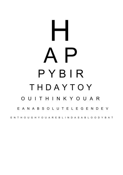 Eye test birthday card for your parents, family and friends | thortful