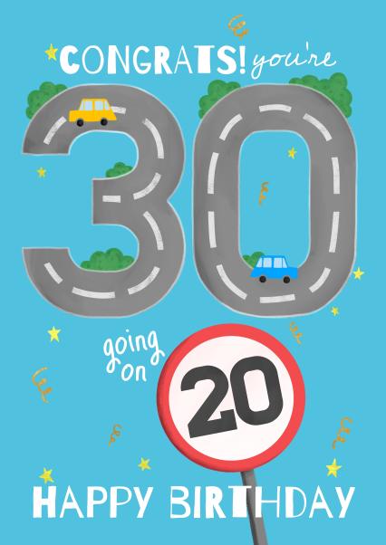 Happy 30th Birthday - Speed Limit Card | thortful