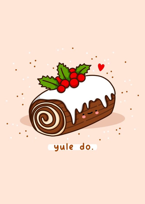 Cute Christmas card - Yule log | thortful