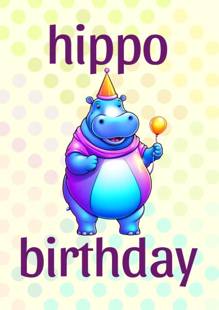 Cute party hippo Happy Birthday Card - hippo birthday | thortful