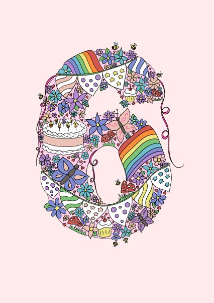 Cute 6th birthday card - to celebrate that special little girl in your ...
