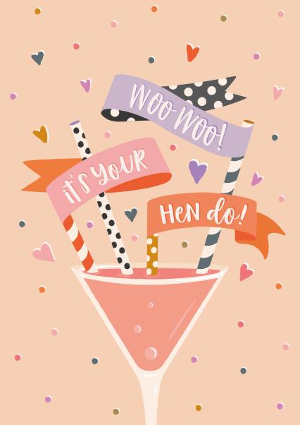 Fun Hen do card - for a bride to be - WOO WOO It's your hen do ...