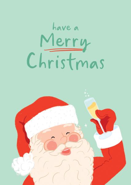 Boozy Merry Santa Claus Christmas Card | thortful