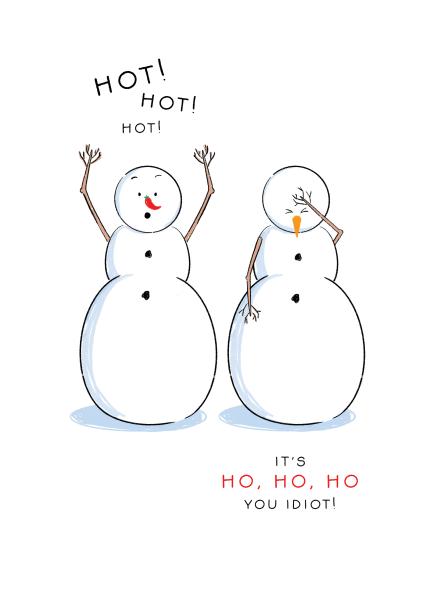 Funny Chilli Snowmen Comic Christmas Card - Hot Hot Hot! | thortful