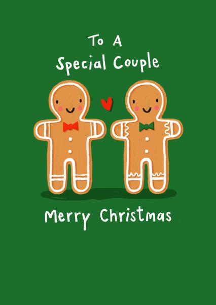 Cute Christmas Card - Gingerbread Gay Couple - Male | thortful