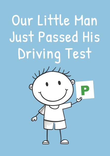 Cute Congratulations Card - for passing driving test exam - Little Man ...