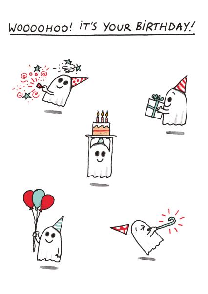 Cute Ghost Birthday Card - Woooohoo! - Halloween | thortful