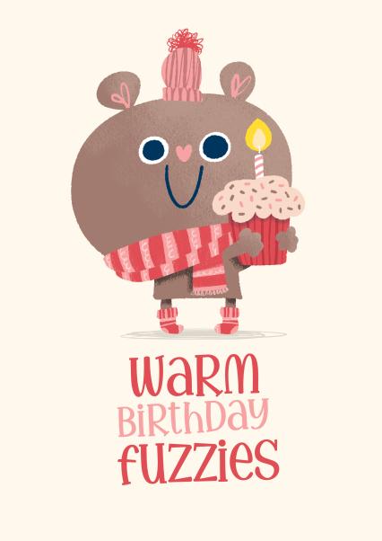 Cute Birthday Card - Cute Bear Cake - Warm Fuzzies | thortful