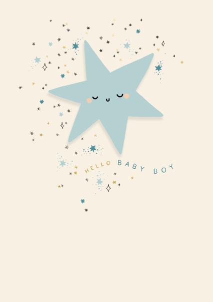 Cute Hello Baby Boy Card - New Baby - Congratulations | thortful