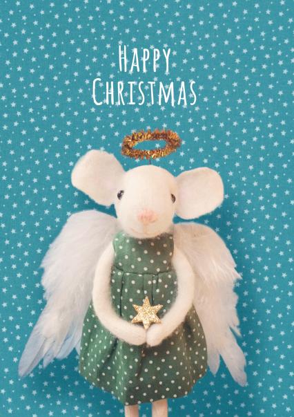 Cute Christmas Card - Mouse Angel | thortful