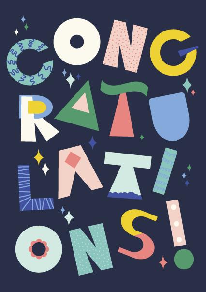 Fun Congratulations Card - Colourful Typography | thortful
