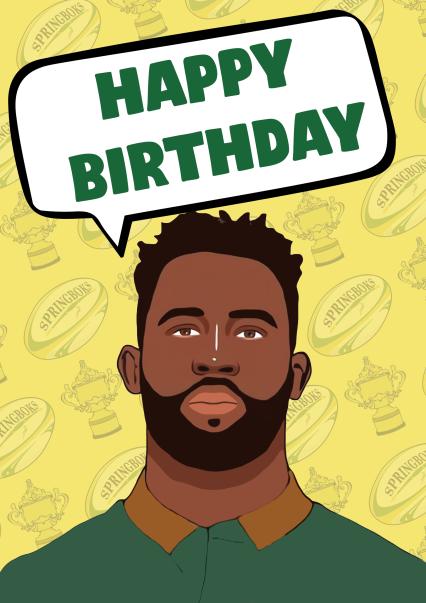 Rugby Birthday Card for rugby lovers - Siya Kolisi - Happy Birthday ...
