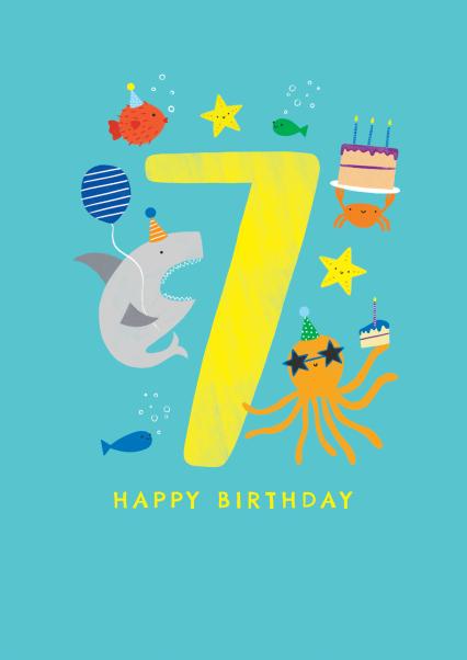 Cute 7th Birthday Card - Under The Sea - 7 Years Old Today | thortful