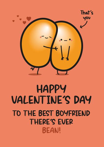 Cute Valentine's Card - For Boyfriend - Bean Pun | thortful