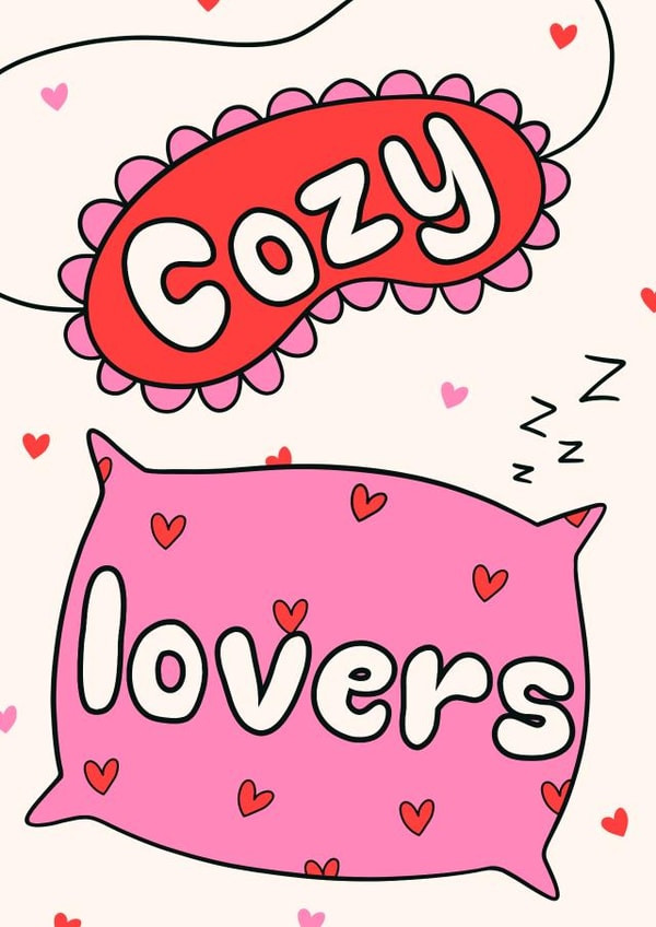 Cozy Lovers - Valentines Card - Sleepy Heads - For Partner | thortful