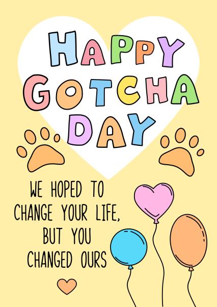 Cute Happy Gotcha Day card - for your rescue pet! | thortful