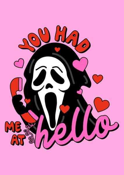 Cute Valentines card - Ghostface - Had me at Hello | thortful
