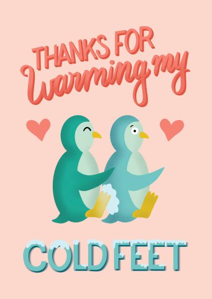 Cute Penguins Valentine's Day Anniversary Card - Thanks for Warming my ...
