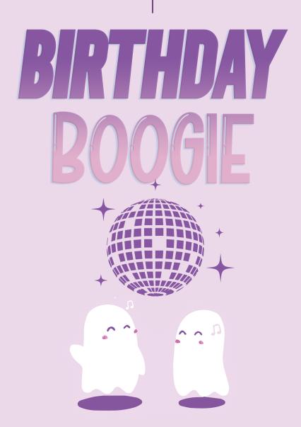 Birthday Boogie - Birthday Card For Friends and Family - Ghosts - Disco ...