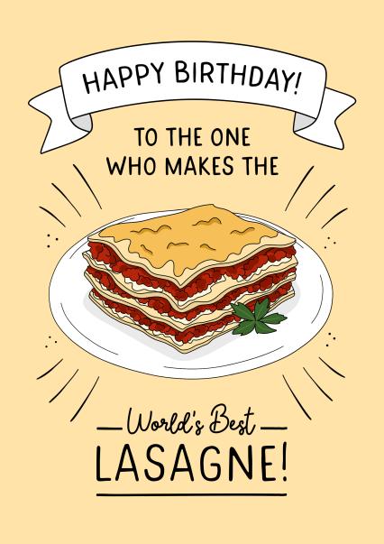 Cute Lasagne Birthday card - for a special cook! | thortful