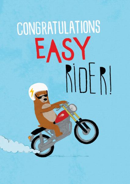 Bear on motorbike - Congratulations | thortful
