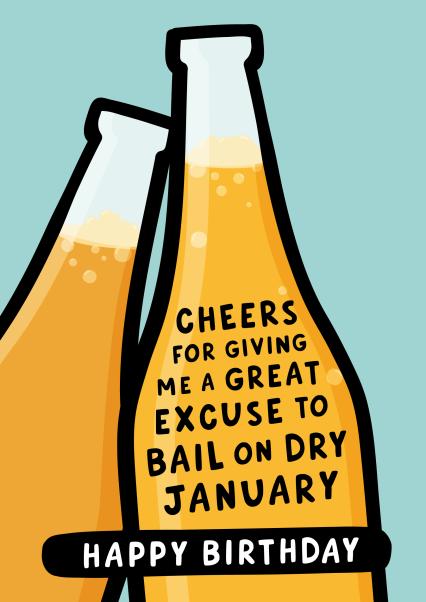 Funny Birthday Card - Dry January - Beer | thortful