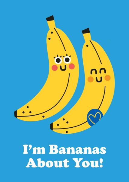 I'm bananas about you - Punny Valentines card | thortful