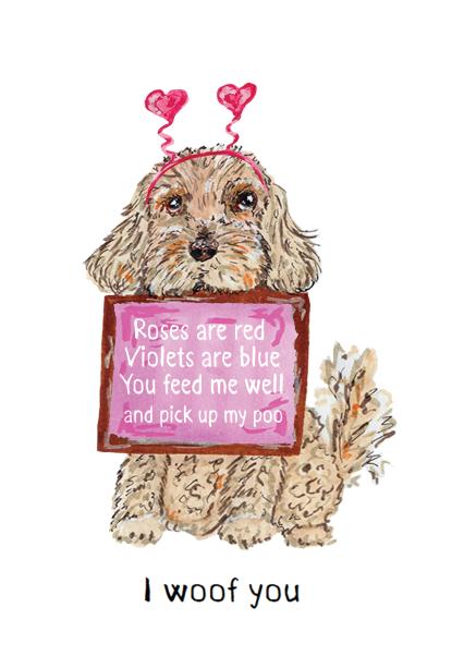 Cockapoo Valentine's Day card- send to friend, family or from the dog ...