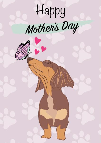Cute Mother’s Day card - dachshund and butterfly - Sausage dog | thortful