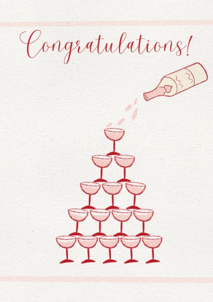 Cute Celebration Wedding Card - Champagne Glasses - Congratulations ...