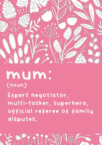 Funny Mother's Day Card - Definition of Mum - Cute - Superhero Multi ...