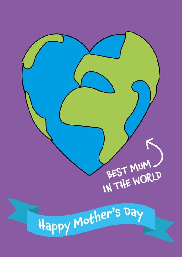 Colourful Mother's Day Card For Mum - Best Mum in the World - Heart ...