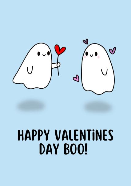 Happy Valentines Day Boo - Cute Valentines Day Card - Ghost Card | thortful