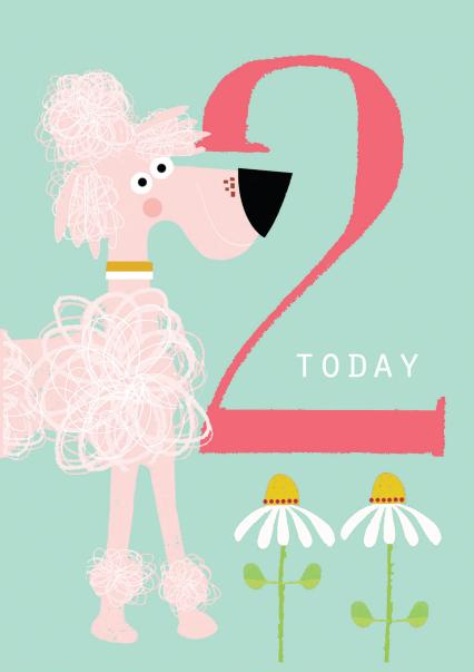 Cute Birthday Card - Poodle - 2 Today | thortful